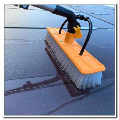 China Solar Panel Manual Washing Brush 5.5m Aluminum Alloy Telescopic Pole 80cm Brush Head for sale