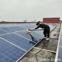 China Semi-Automatic Rotating Solar Panel Cleaner 1200mm Disc Brush with 48V Lithium Battery for PV Farm Washing for sale
