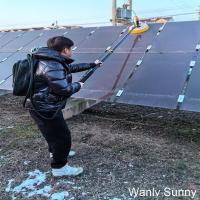 China Solar Panel Cleaning Machine with Extension Pole and Yellow Nylon Single Disc Brush Head for sale