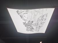 China Bigger Size Square Pendant Panel Light With Pictures Cover Films With Soft Membrane Ceiling for sale