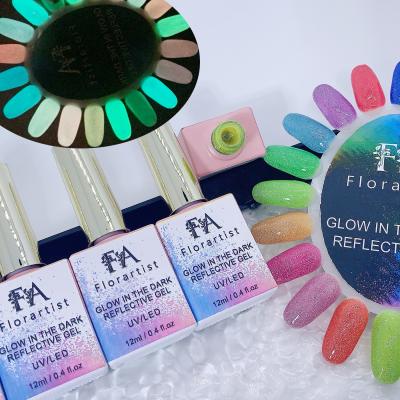 China 48-Color Glitter Reflective Gel Polish with Glow-in-Dark Effects - 1oz & 2oz Bottle Options for Professional Nail Salons for sale