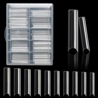 China XXL Extra Long Square False Nail Tips - 100pcs Clear C Curved & Straight Designs for Professional Manicure & Acrylic Applications for sale