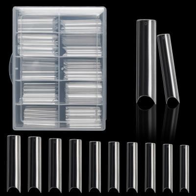 China XXL Extra Long Square False Nail Tips - 100pcs Clear C Curved & Straight Designs for Professional Manicure & Acrylic Applications for sale