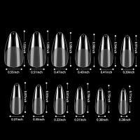 China Soft Gel Full Cover Nail Tips - Medium Almond Shape, 12 Sizes in 10 Boxes, Clear Gelly Tips for DIY Manicure for sale