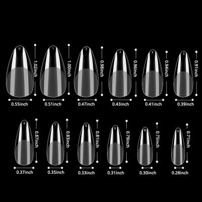 China Soft Gel Full Cover Nail Tips - Medium Almond Shape, 12 Sizes in 10 Boxes, Clear Gelly Tips for DIY Manicure for sale