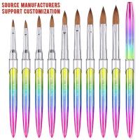China Kolinsky Sable Acrylic Nail Brush for UV Gel & Liquid Powder Application - Professional Flat & Round Shapes with Custom Colors for sale