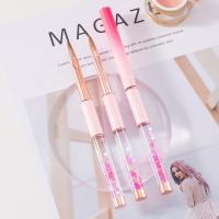 China Private Label OEM Kolinsky Hair Different Sizes Pink Gradient Liquid Handle Acrylic Nail Brush for Nail Decoration for sale
