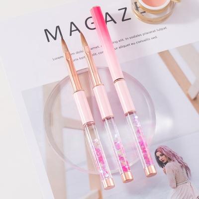 China Private Label OEM Kolinsky Hair Different Sizes Pink Gradient Liquid Handle Acrylic Nail Brush for Nail Decoration for sale
