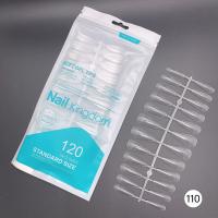 China 120pcs Soft Gel Nail Tips Custom Logo Clear Long Coffin Amound Press on Nails False Jelly Nail Full Cover Extension Tips for sale