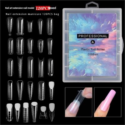 China OEM ODM Quick Building Mold Nail Tool 120Pcs Extension Form Tips Pink French ABS Molds Plastic Dual Form Nail Tips for sale
