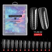 China Plastic Nail Form Quick Building Mold Extra Long Nail Extension Coffin Dual Nail Form for sale