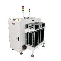China SMT Dual-Rail PCB Unloader Machine with Dual-Track Synchronous Conveying ESD Magazine Storage and PLC Intelligent Control for sale