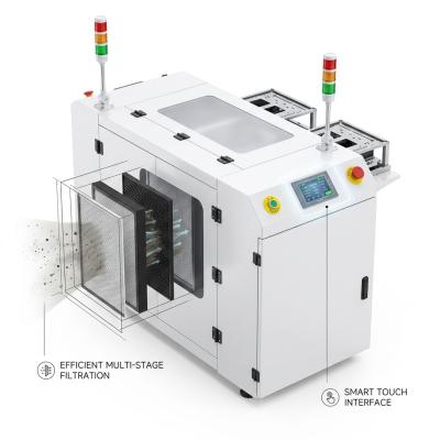 China SMT Dual-Rail PCB Unloader Machine with Dual-Track Synchronous Conveying ESD Magazine Storage and PLC Intelligent Control for sale