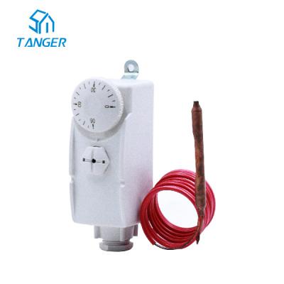 China Capillary Hot Water Pipe Thermostat 0-90°C 16A 250V Adjustable Differential for sale