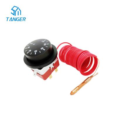 China Knob Adjustable Capillary Thermostat 2500mm 0-120C 250V AC 16A for sale