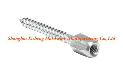 China Bright Nickel Plated Double Thread Screw M6×50 mm Low Carbon Steel Construction Fastener - 100 Pcs Pack for sale