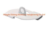China White Powder Coated Metal Stamping Parts Hardened Steel Horizontal Clip with Suspension Hole 0.9mm Thickness for sale