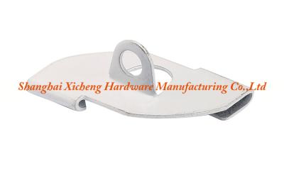 China White Powder Coated Metal Stamping Parts Hardened Steel Horizontal Clip with Suspension Hole 0.9mm Thickness for sale