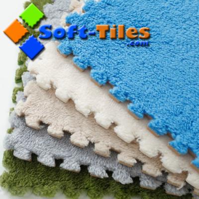 China EVA Plush Cut Pile Carpet 30x30cm 1.0cm Thick Baby Soft Playmat for Kids Room for sale