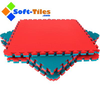 China EVA Foam Gymnastics Mat 20mm Thickness 1m x 1m Red Green Interlocking Exercise Mat for sale
