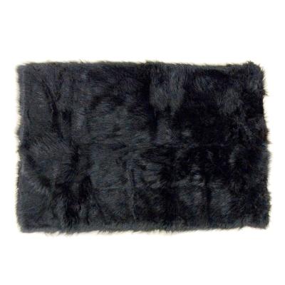 China Black Polyester Faux Sheepskin Area Rug Soft Plush Carpet 160x230cm for sale