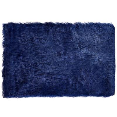 China Navy Polyester Faux Sheepskin Area Rug 160x230cm Soft Plush Floor Mat for sale