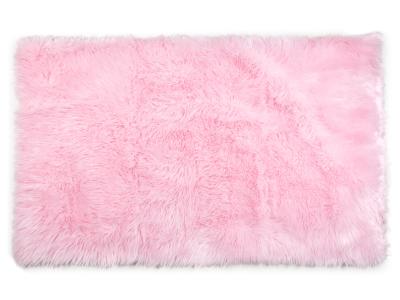 China Faux Sheepskin Area Rug Light Pink Polyester 160x230 cm Soft Plush Carpet for sale