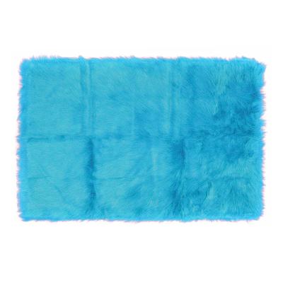 China Light Blue Polyester Faux Sheepskin Area Rug 160x230cm Soft Plush Floor Mat for sale