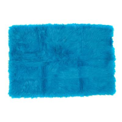 China Deep Blue Polyester Area Rug Faux Sheepskin 160x230cm Soft Floor Carpet for sale