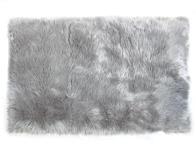 China Polyester Faux Sheepskin Area Rug 160x230cm Gray for Living Room Bedroom for sale