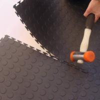 China Interlocking Vinyl Floor Tile 500x500mm Coin Surface for Garage Workshop Factory 6.5mm Thick for sale