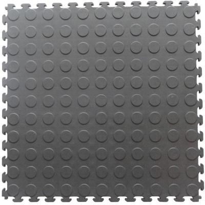China Interlocking Vinyl Floor Tile 500x500mm Coin Surface for Garage Workshop Factory 6.5mm Thick for sale