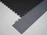 China Black PVC Interlocking Floor Tile 500x500mm Smooth Surface for Garage Workshop Factory for sale