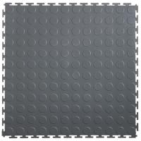China Black Interlocking Vinyl Floor Tile 500x500mm Coin Surface for Garage Workshop Factory for sale
