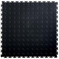 China Black Interlocking Vinyl Floor Tile 500x500mm Coin Surface for Garage Workshop Factory for sale