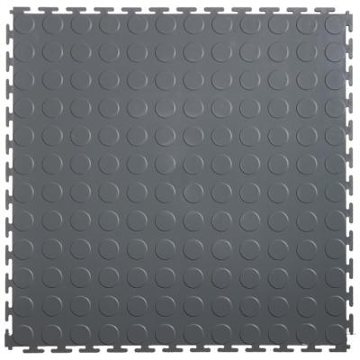China Interlocking Vinyl Floor Tile 500x500mm Coin Surface for Garage Workshop Factory 6.5mm Thick for sale