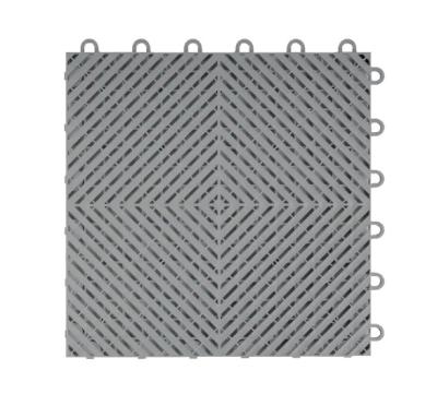 China Gray PP Interlocking Floor Tile 400x400mm 18mm for Garages Workshop for sale