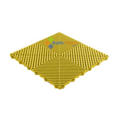 China Yellow PP Interlocking Floor Tile 400*400mm For Use In Garages Workshop for sale