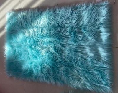 China Light Blue Supersoft 90x150cm Polyester Faux Fur Area Rug Plush Shag for sale