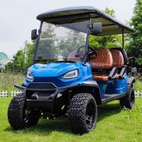 China Blue 6 Seater Golf Cart High Quality Strong Power With Lithium Battery And 12'' Off Road Tires for sale