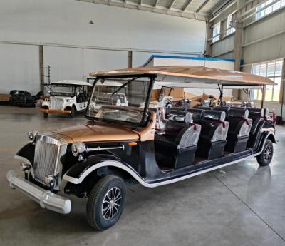 China best Black Electric Classic Car 14 Seats Vintage Cart Sightseeing Seats 4kw 72v for sale