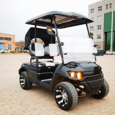 China Black Color 2 Seater Golf Cart 4 Wheel 10 Inch Tire 70-100km With Lithium Battery for sale