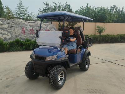 China New Lifted Blue Electric Golf Cart With Disc Brake And Lithium Battery Max Speed 35km/H Road Legal for sale