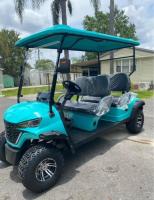 China Blue 4-Seater Front-Facing Hunting Electric Golf Cart 72v 150ah Lithium Battery 14-Inch Off-Road Tire for sale