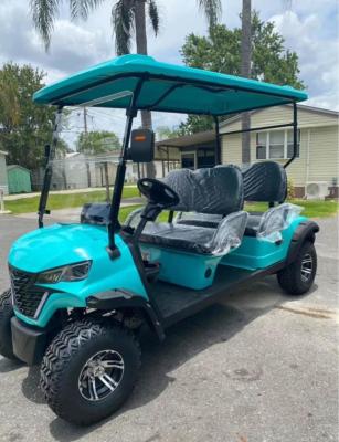 China Blue 4-Seater Front-Facing Hunting Electric Golf Cart 72v 150ah Lithium Battery 14-Inch Off-Road Tire for sale