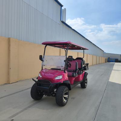 China 6 Seater Electric Golf Cart 72V Pink Lithium Off Road Street Legal Utility Custom Maximum Travel Speed 45km/h for sale