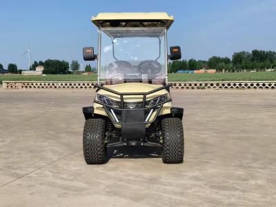 China Light Yellow 6 Seater Electric Golf Cart Premium Leather Seats Off-Road Tires Independent Suspension for sale