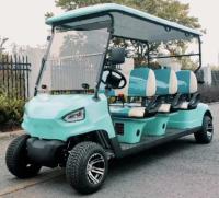 China Blue 8-Seater Electric Golf Cart With Customizable Color And LOGO Perfect For Luggage Delivery At Weddings Or Airports for sale