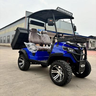 China Sapphire Blue Two-Seater Electric Golf Cart With Tippable Bucket High Horsepower Customizable Color And LOGO for sale
