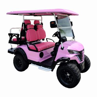 China Custom Pink Off Road Lithium 72V Luxury Utility Hunting Golf Cart 4 Seater for sale